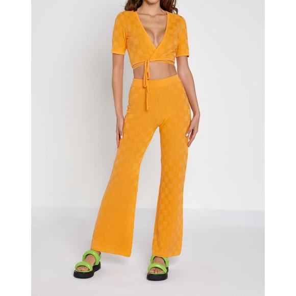 Another Girl | Tops | New Another Girl Checkerboard Wrapover Crop Top ...